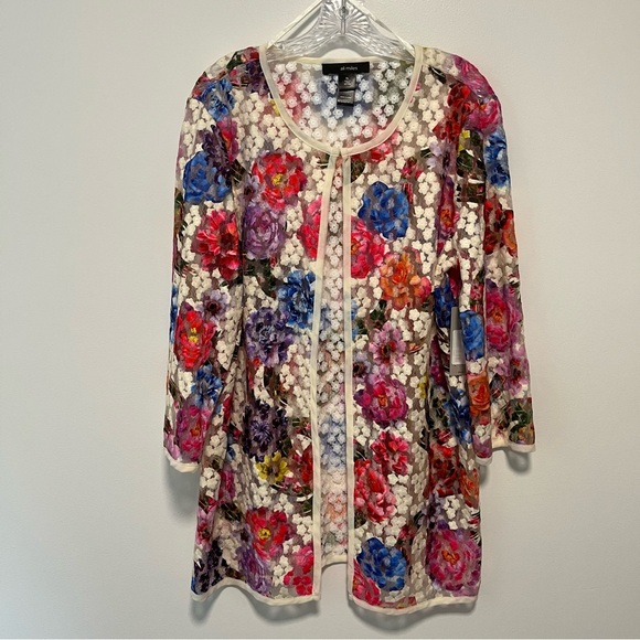 Ali Miles | Sweaters | New Ali Miles Rainbow Floral Sheer Clasp ...